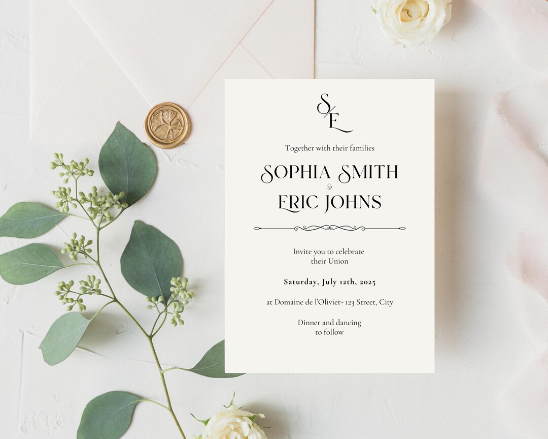 Digital Wedding Invitation “signature” – Customizable Canva Invitation ...