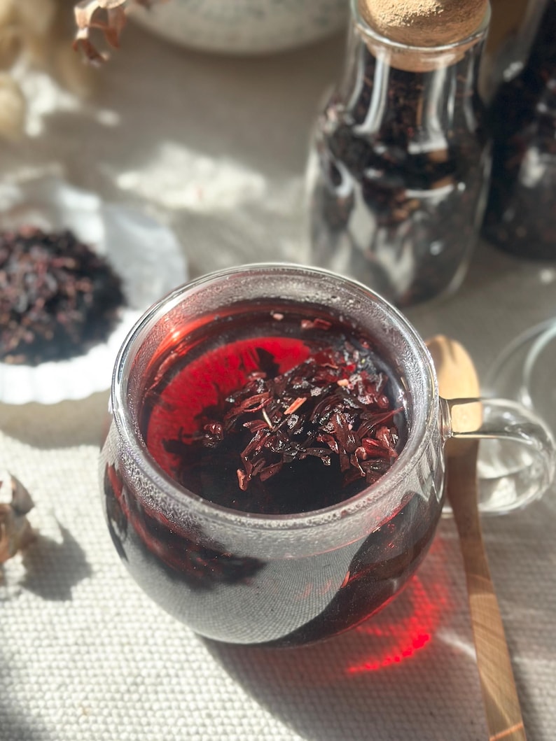 Hibiscus Tea Gift Set, Borosilicate Glass Infuser Cup, Dried Flowers ...