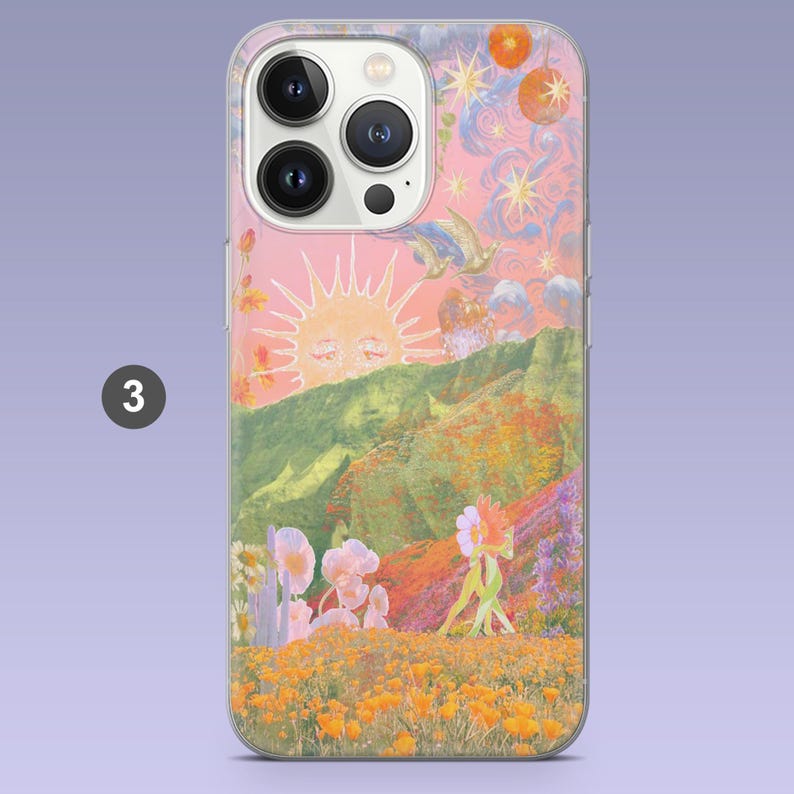 Hippie Phone Case Boho Sun Trippy Spiritual Cover for iPhone 16,15, 14 ...