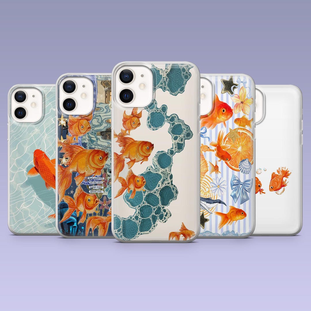 Goldfish Phone Case Koi Fish Lucky Carp Cover for iPhone 16,15, 4,13,12 ...