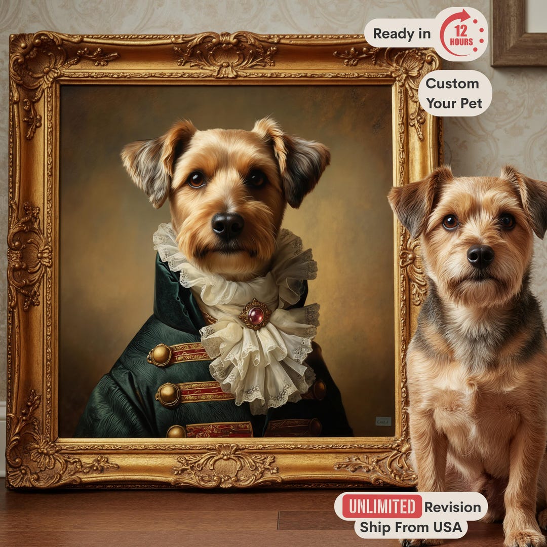 Custom Pet Portrait, Noble Dog in Costume, Historical Aristocrat ...