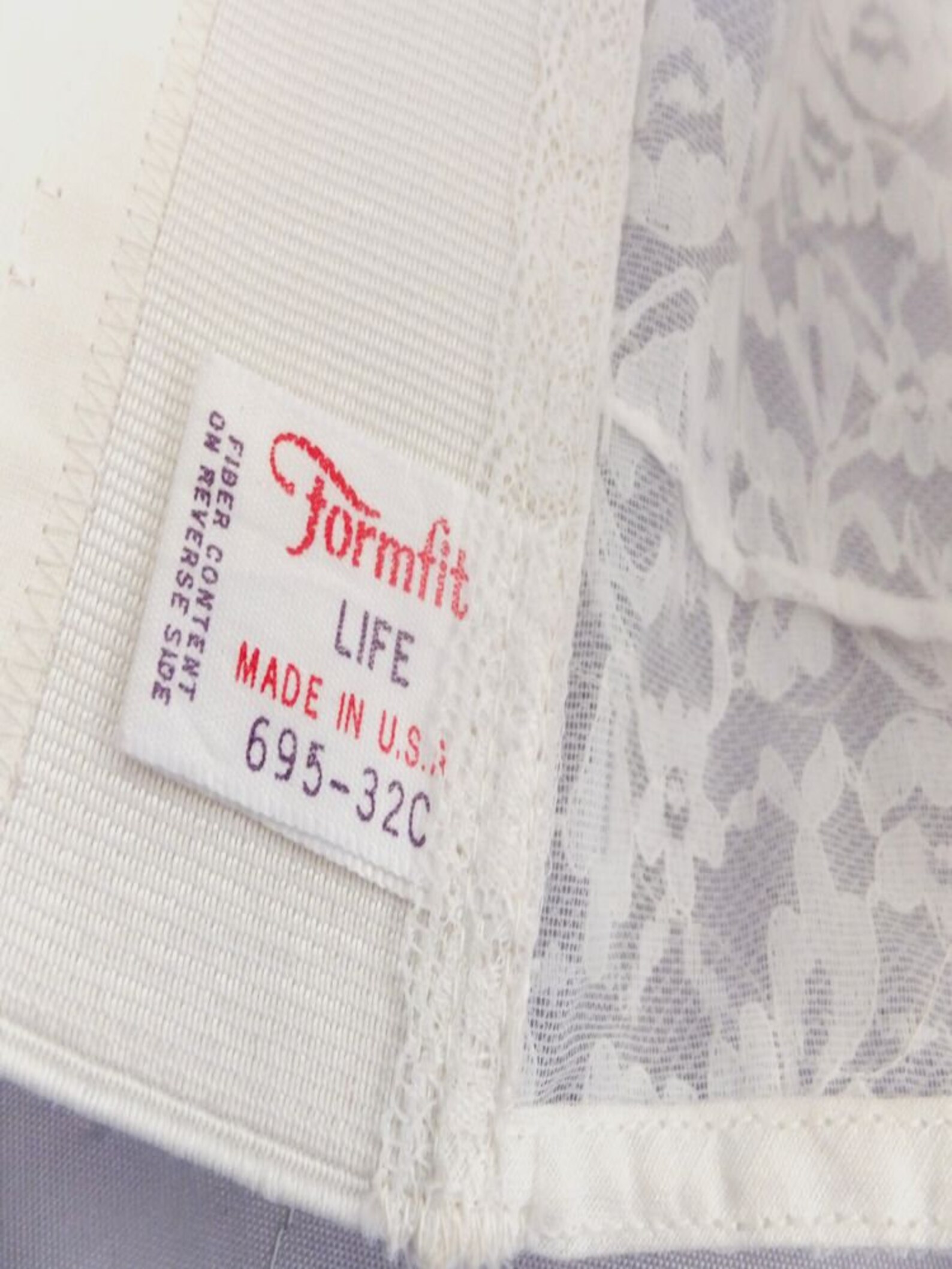 Vintage Bra, PIN UP Bra, Formfit, Bullet Long Line Bra, White Lace Bra ...