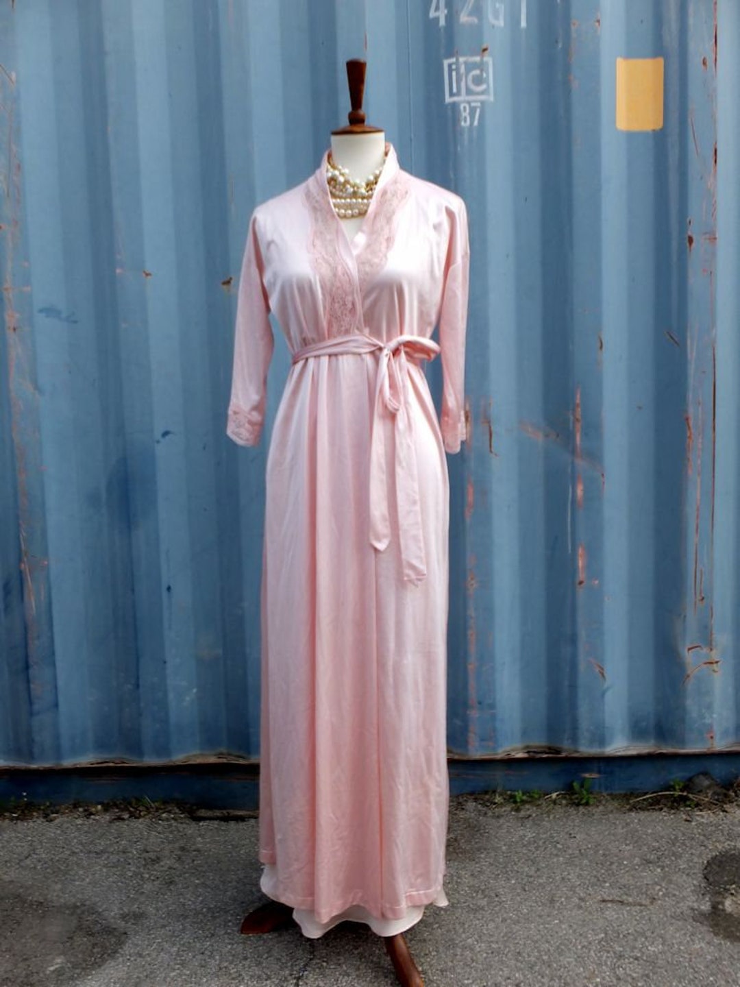 Vanity Fair Pink Nylon Robe, Bathrobe Lounge Wear House Coat Size X ...