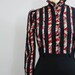 Black Stripe Blouse 80s Ruffle Collar Shirt Vintage Long Sleeve Top - Etsy