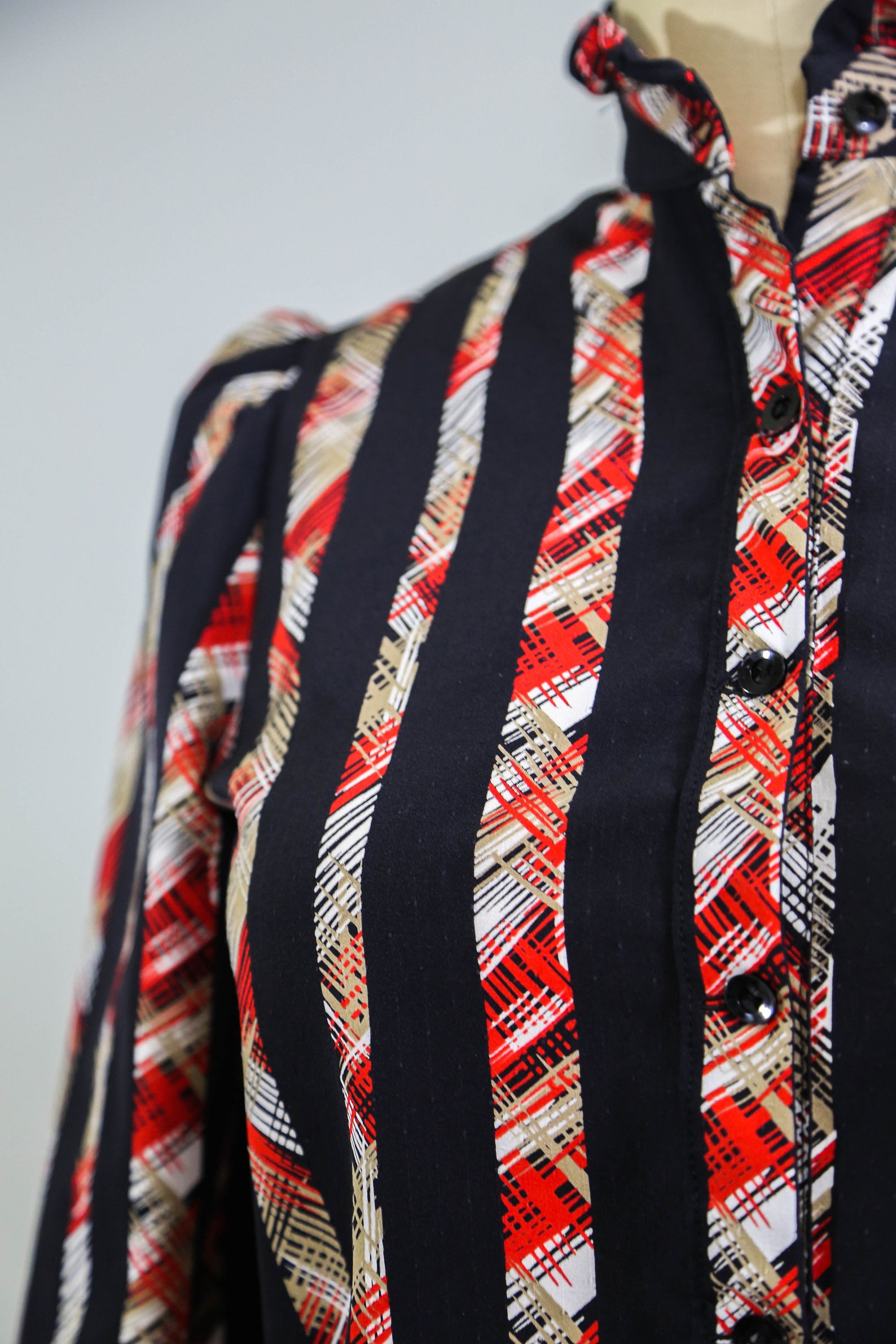 Black Stripe Blouse 80s Ruffle Collar Shirt Vintage Long Sleeve Top - Etsy