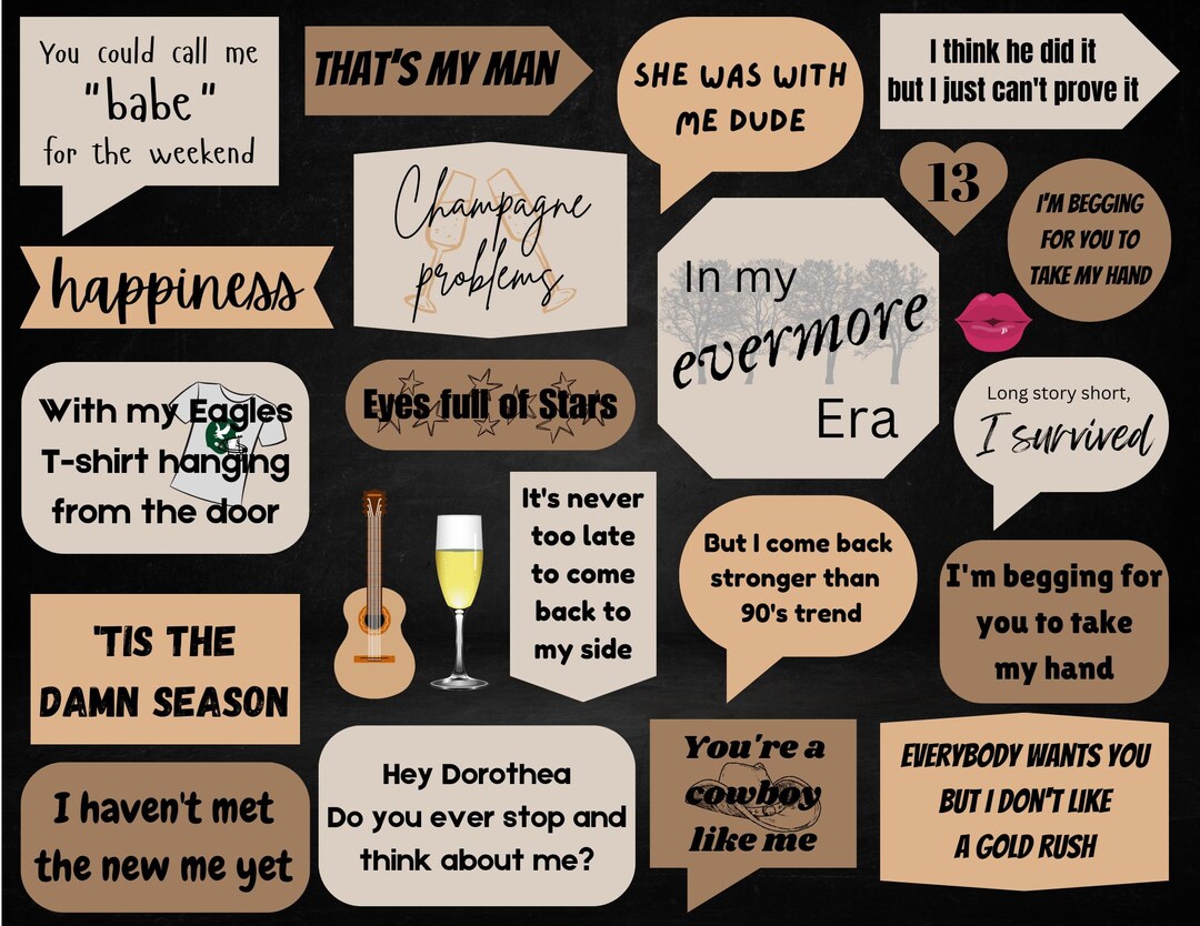 Taylor Swift Evermore Era Photo Booth Props, Party Props, Printable - Etsy