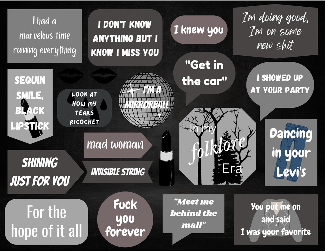 Taylor Swift Folklore Era Photo Booth Props, Party Props, Printable - Etsy