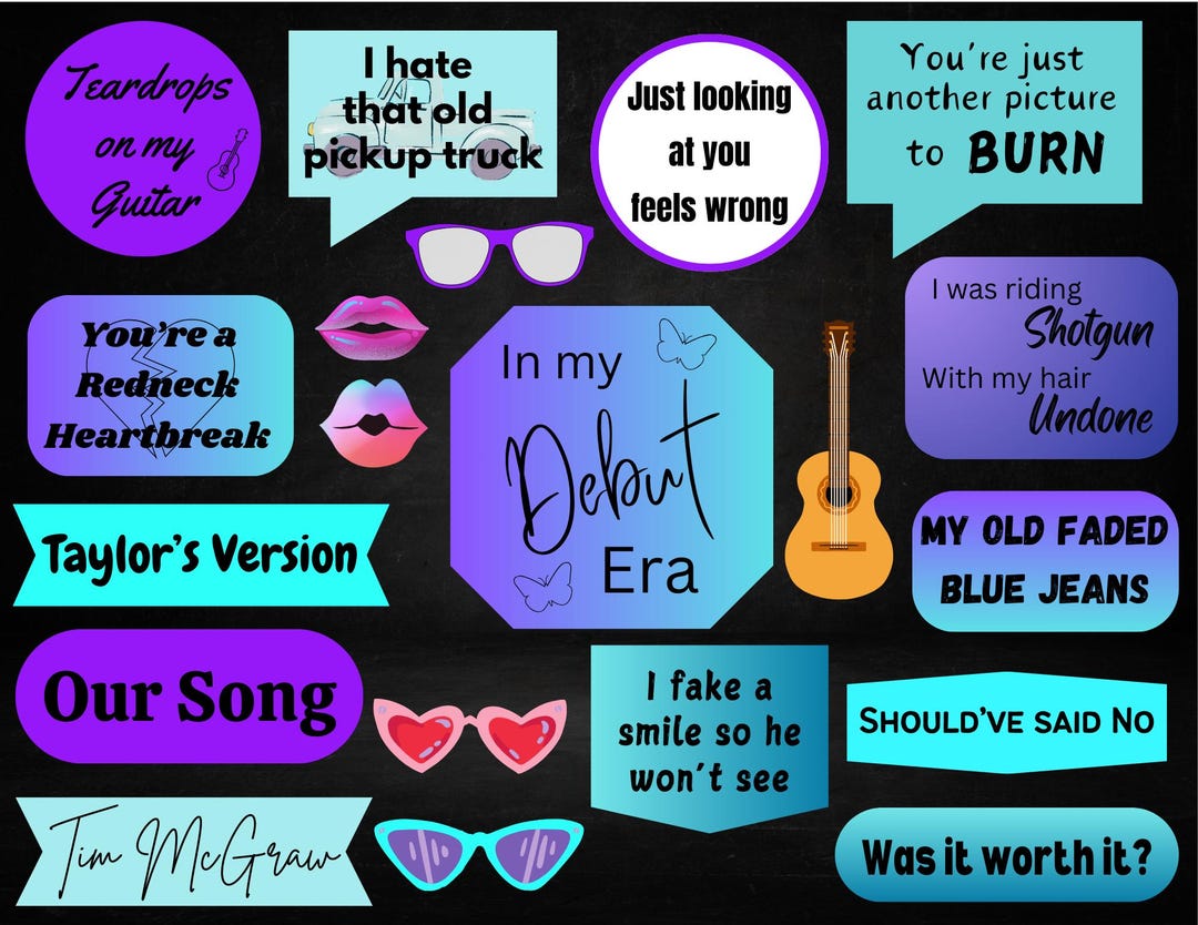 Taylor Swift Debut Album Photo Booth Props, Party Props, Swiftie ...