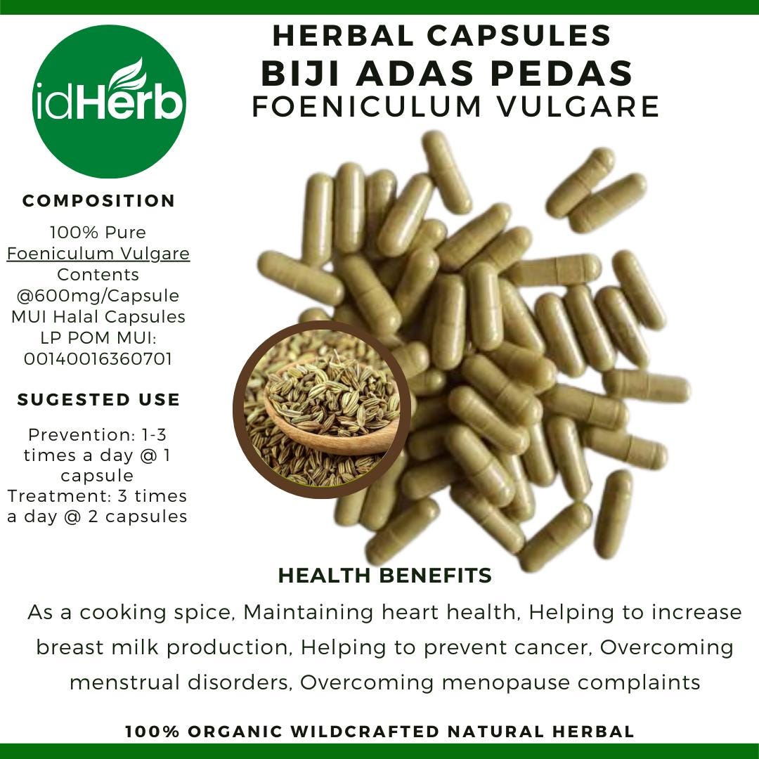 100-500 CAPSULES @600mg of Biji Adas Pedas FOENICULUM VULGARE 100% ...