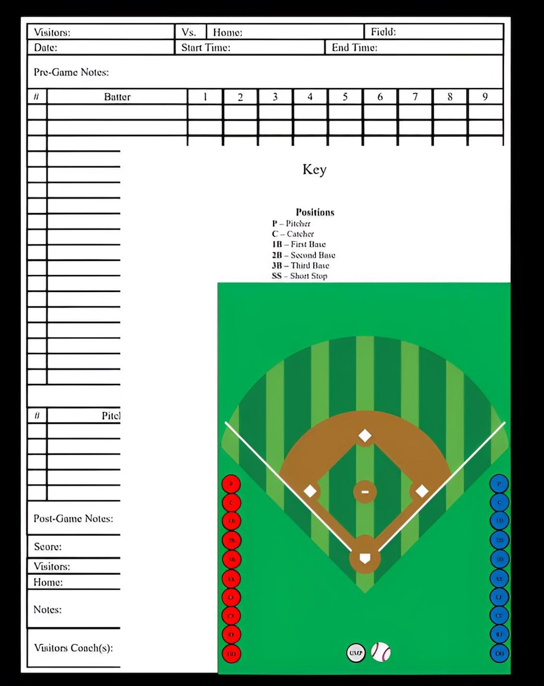 Baseball Scorebook and Playbook Template - Etsy