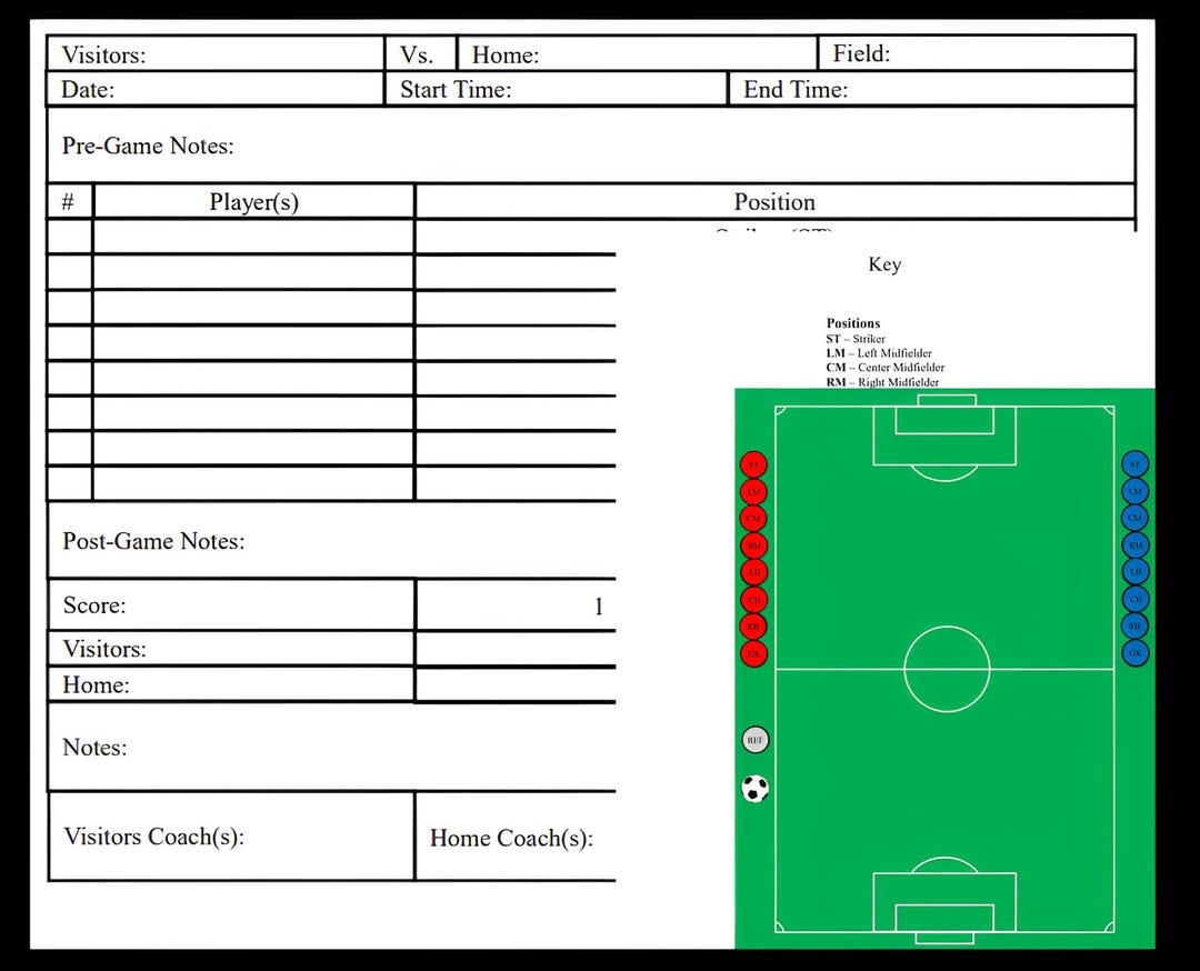 Soccer Scorebook and Playbook Template - Etsy
