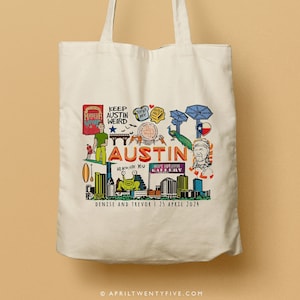 Austin Texas Canvas Tote Custom Canvas Tote Bag Welcome Bag - Etsy