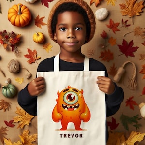 Orange Cyclops Monster Personalized Halloween Trick-or-treat Tote Bag ...
