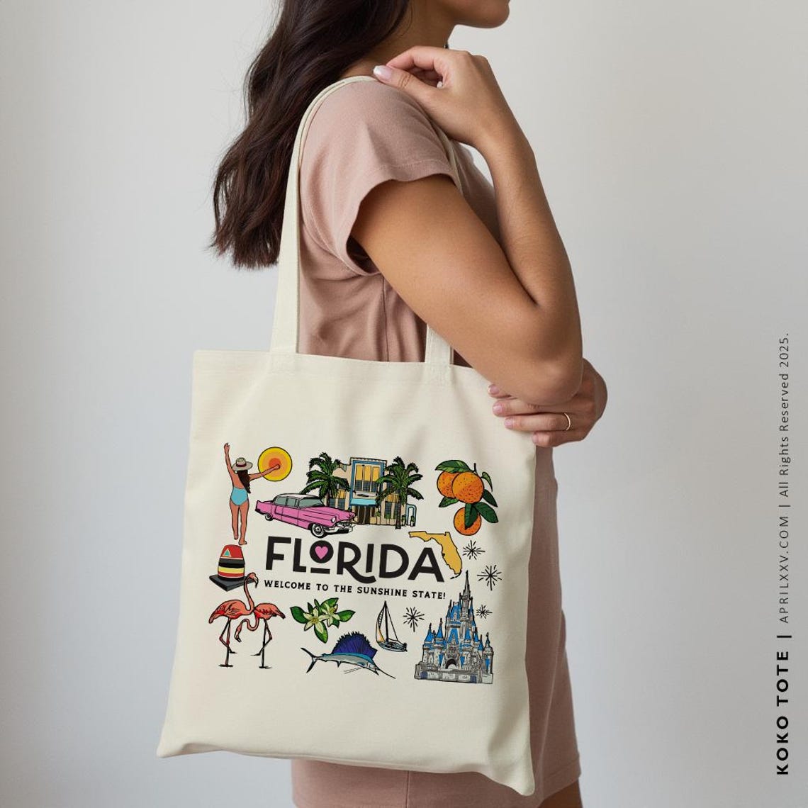 Florida Map Custom Cotton Tote Bag, Wedding Favor Swag Bag - Etsy