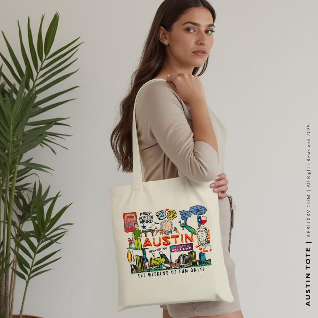 Austin Texas Canvas Tote, Custom Canvas Tote Bag, Welcome Bag, Beach ...