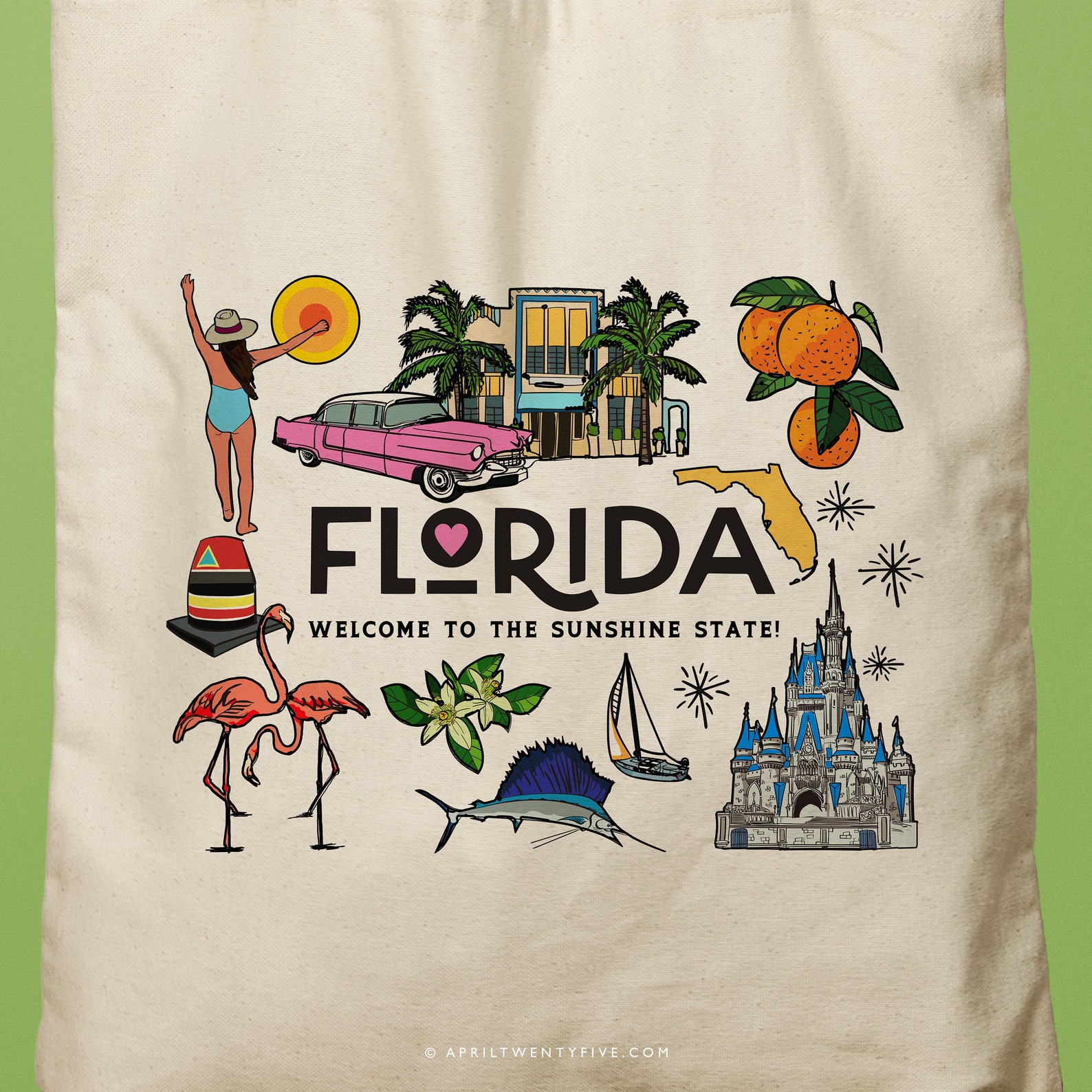 Florida Map Custom Cotton Tote Bag, Wedding Favor Swag Bag - Etsy
