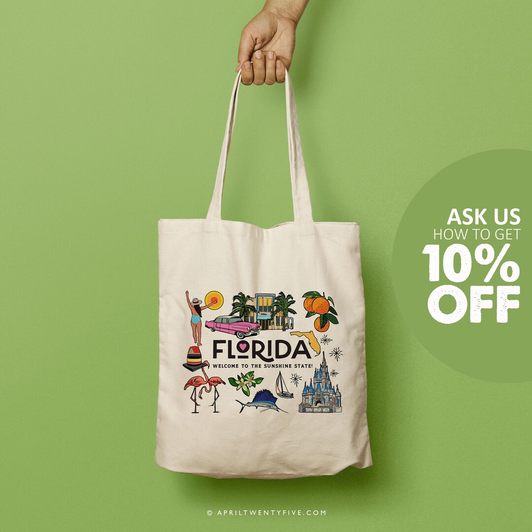 Florida Custom Tote Bag Swag Bag Canvas Tote Beach Tote Wedding Bag ...