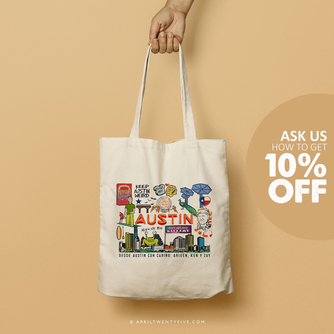 Austin Texas Canvas Tote, Custom Canvas Tote Bag, Welcome Bag, Beach ...
