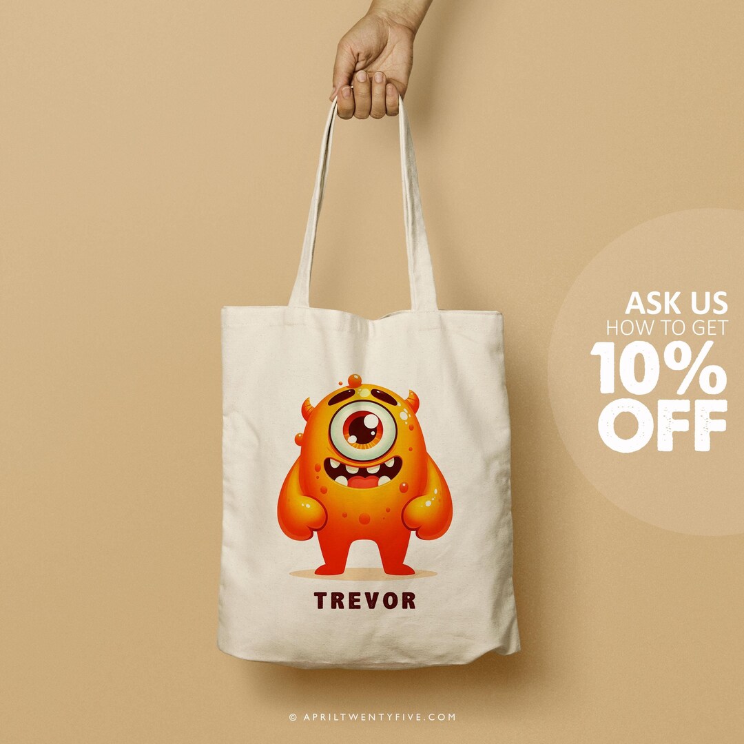 Orange Cyclops Monster Personalized Halloween Trick-or-treat Tote Bag ...
