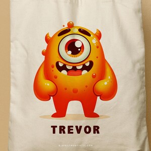Orange Cyclops Monster Personalized Halloween Trick-or-treat Tote Bag ...