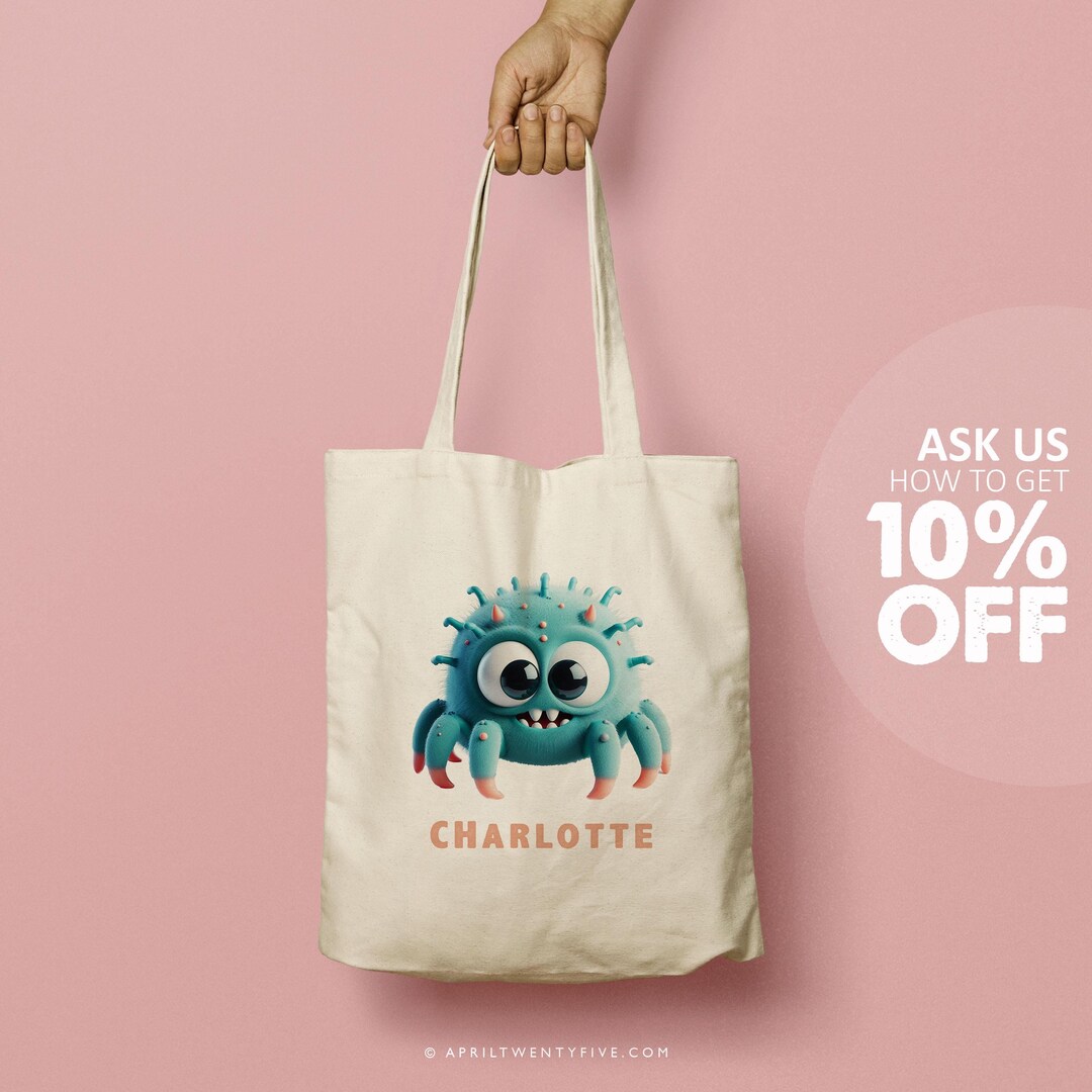 Personalized Cute Spider-like Monster Halloween Trick-or-treat Tote Bag ...