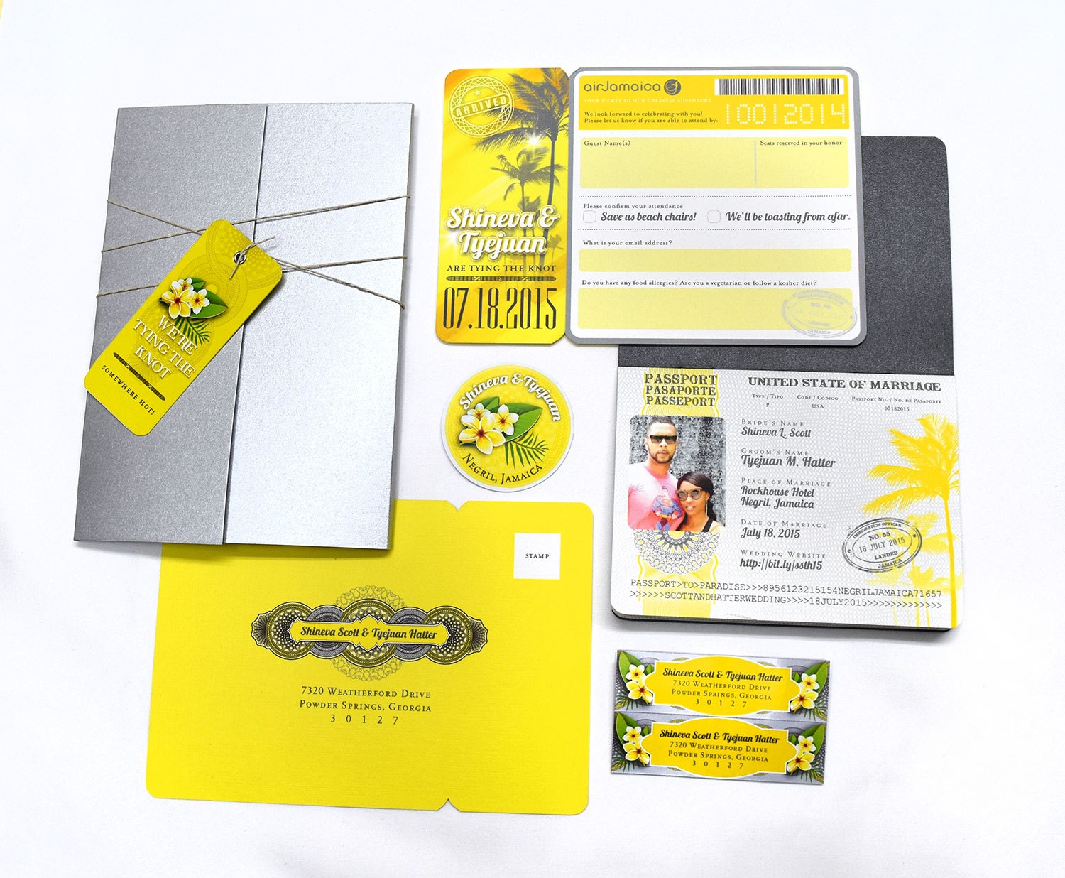 Yellow Charcoal Gray and Silver Embossed Passport and | Etsy