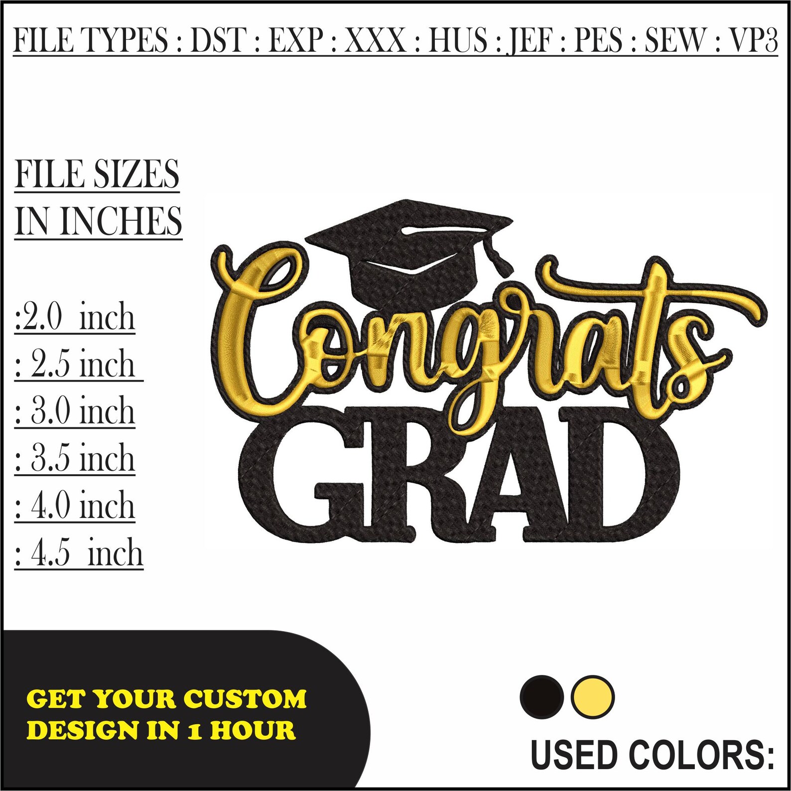 Congrats Grad Embroidery Design,graduation Cap Machine Embroidery File ...