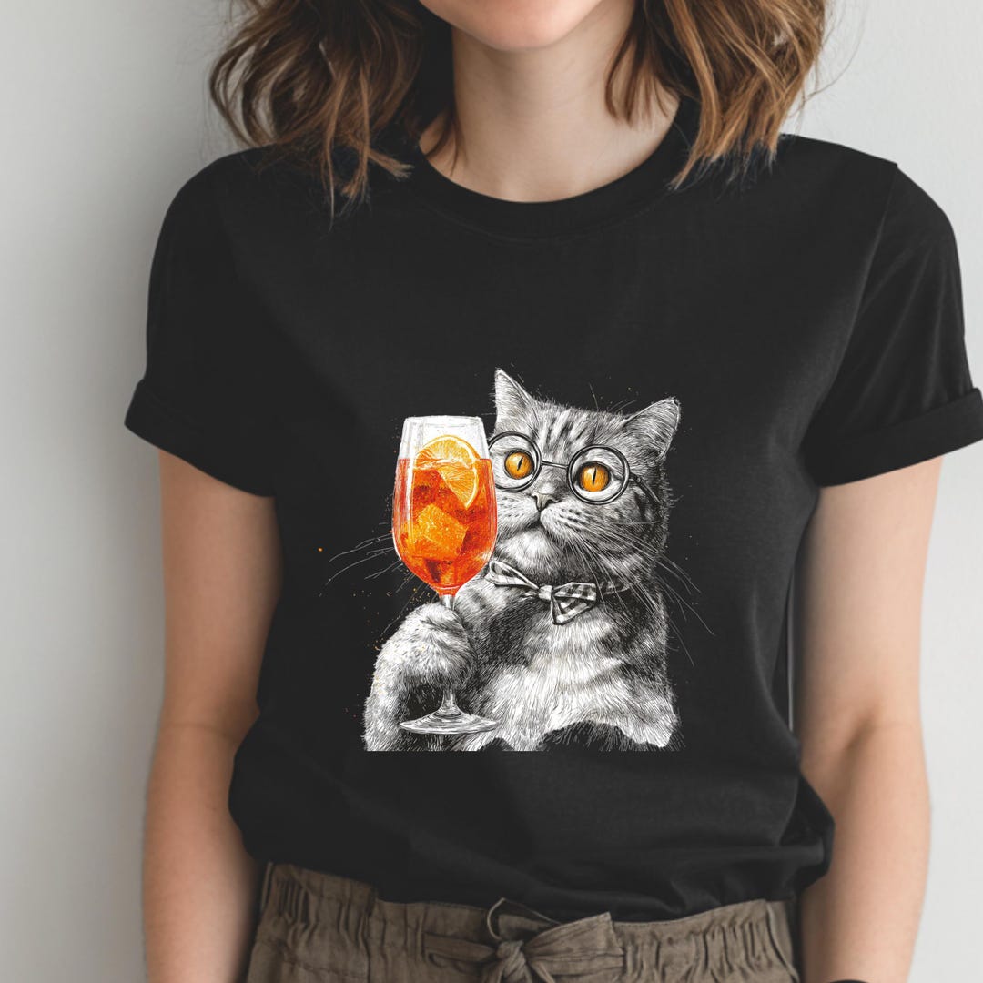 Funny Aperol Cat T-shirt With Cat, Gift for Cat Lovers, Aperol T-shirt ...