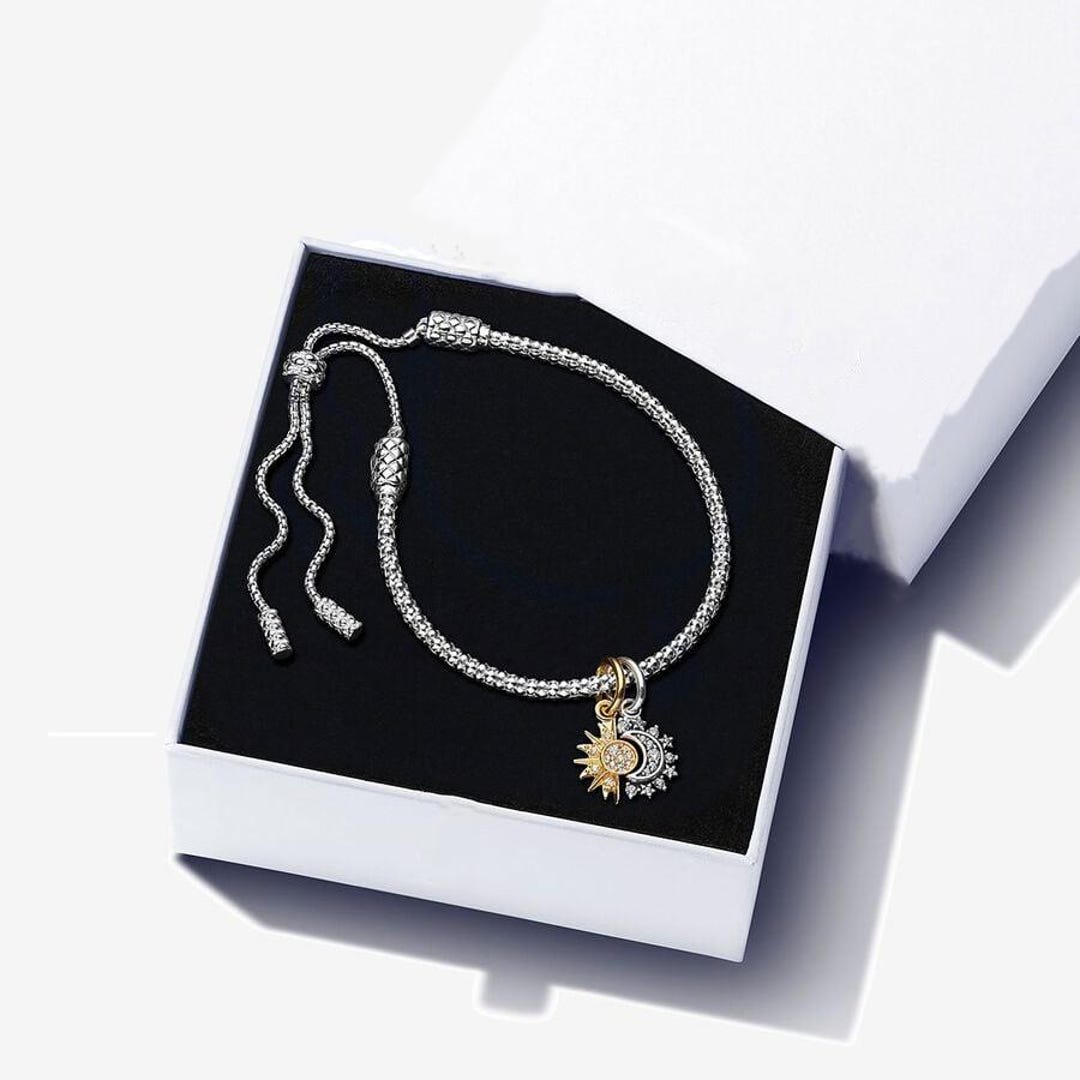 New Pandora Sterling Silver Sun & Moon Bracelet Set - Etsy