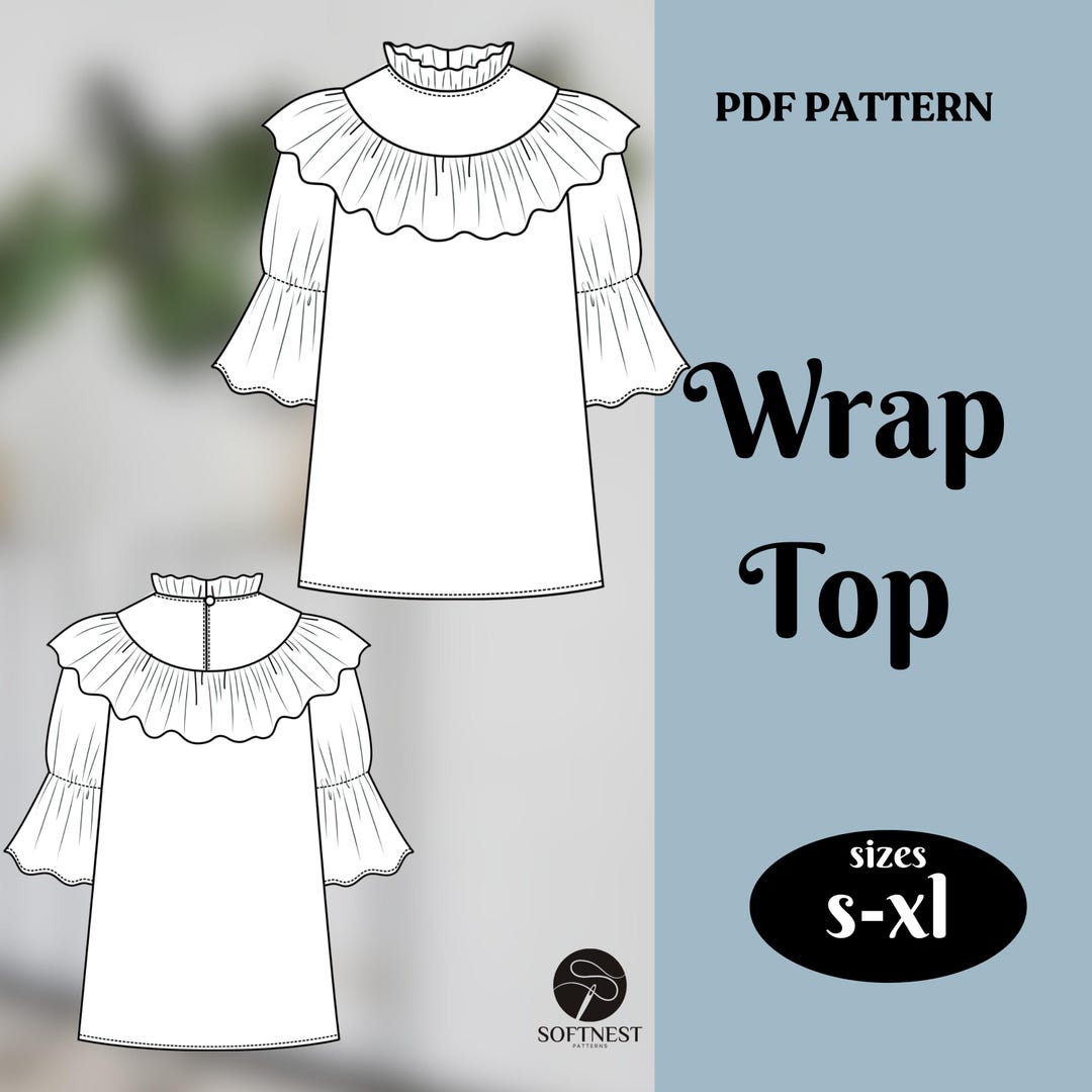 Wrap Top Sewing Pattern: Women's DIY Blouse (sizes S-XL) (PDF Pattern ...