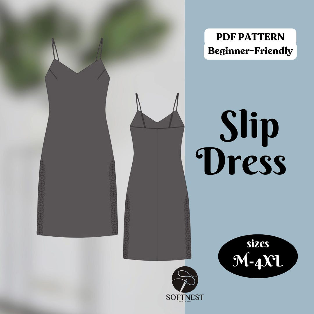 Slip Dress Sewing Pattern: Women's Nightgown, Plus Size (PDF Pattern ...