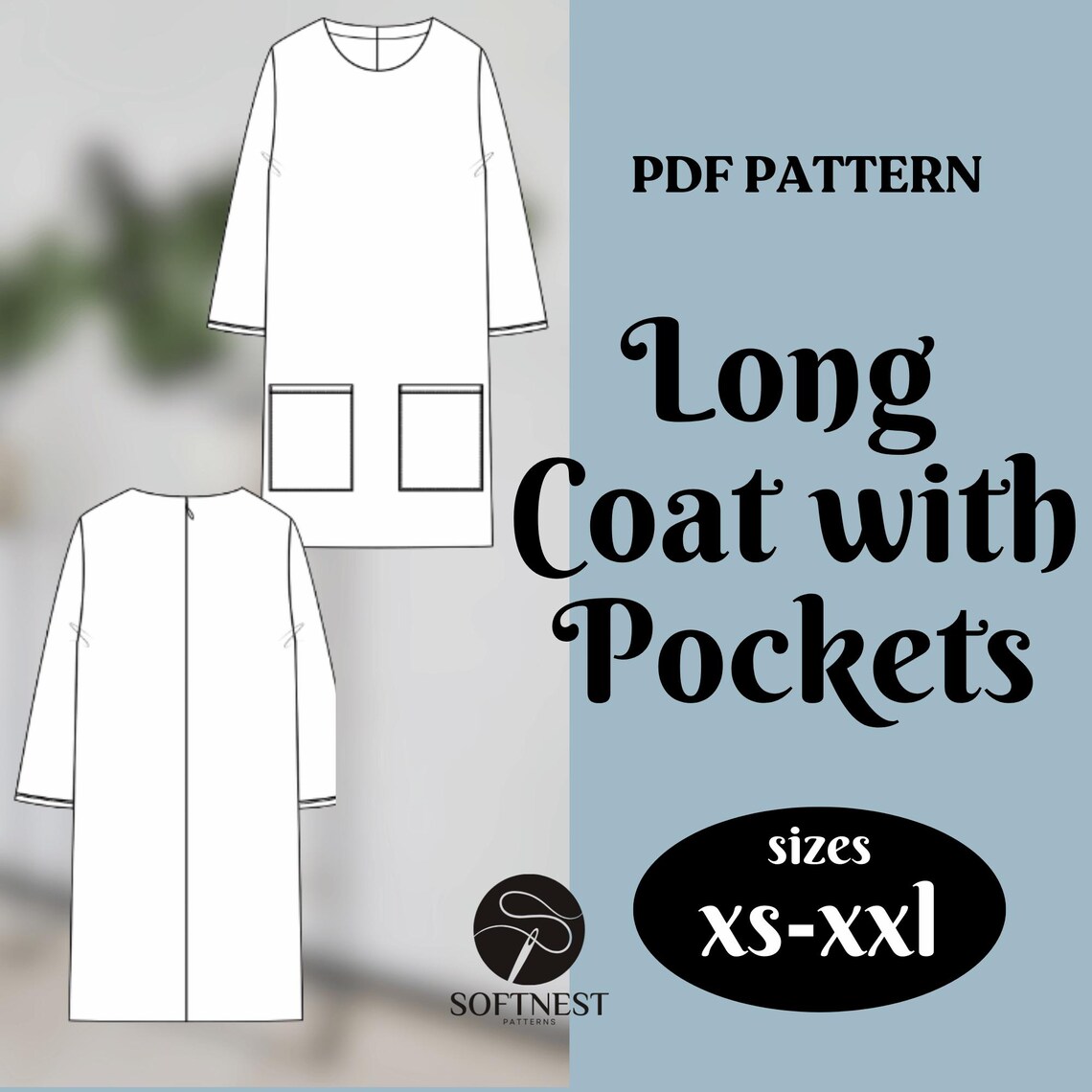 Long Coat Sewing Pattern: Women's Winter Overcoat (sizes XS-XXL) (PDF ...
