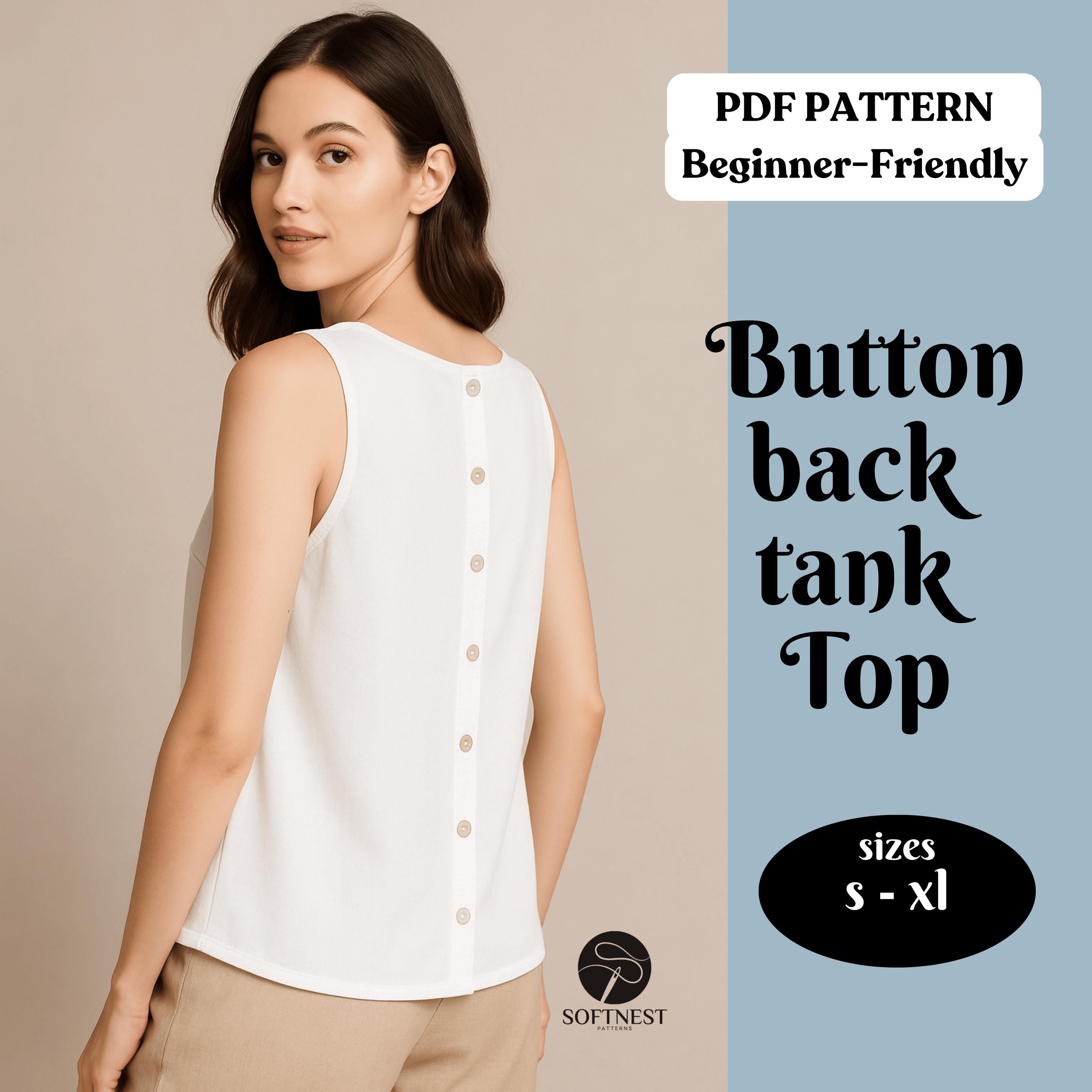 Button-back Tank Top Sewing Pattern: Women's Blouse (sizes 36–46 EU ...