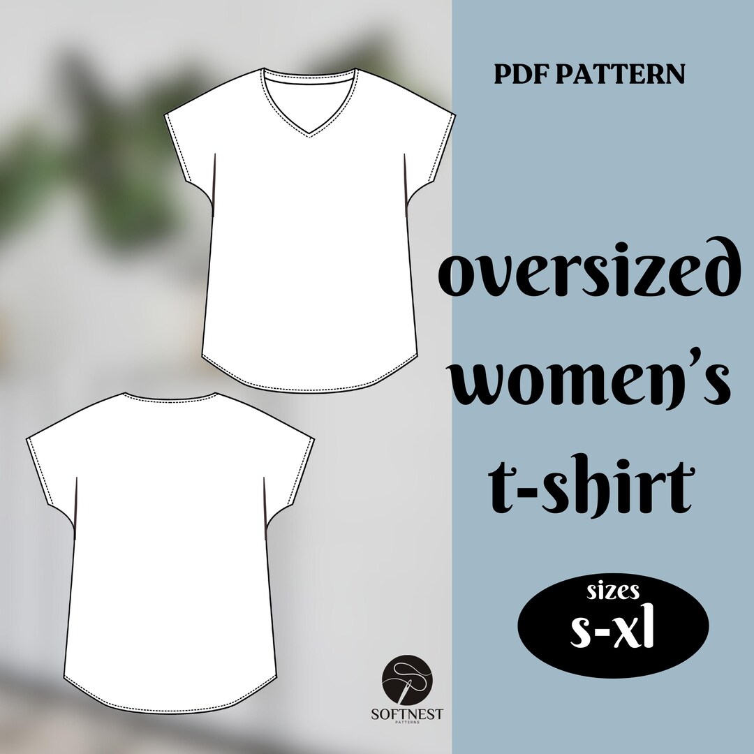 Oversized T-shirt Sewing Pattern: Relaxed Fit Drop Shoulder Tee (PDF ...