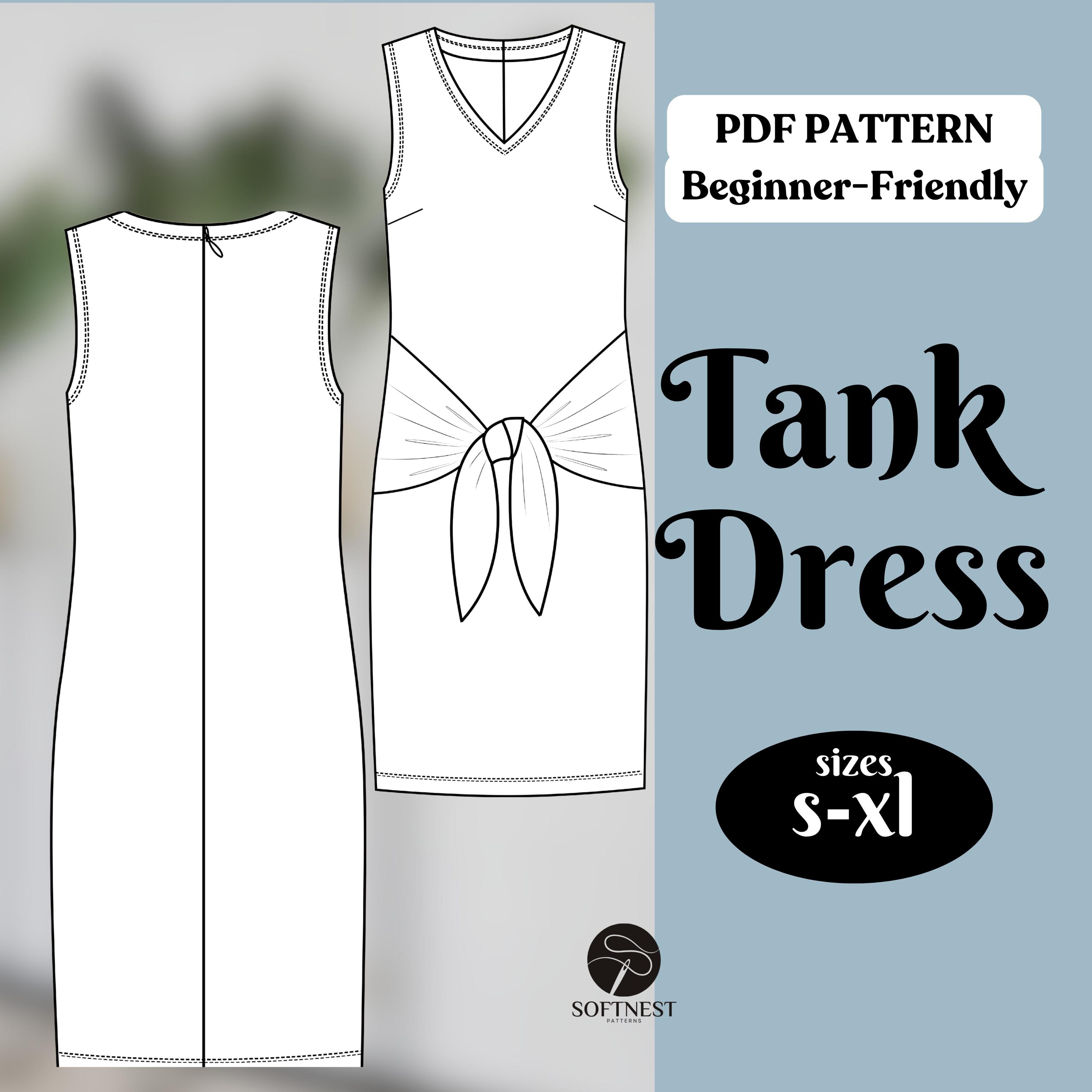 Tie-front Tank Dress Sewing Pattern | Beginner Friendly (PDF Pattern ...