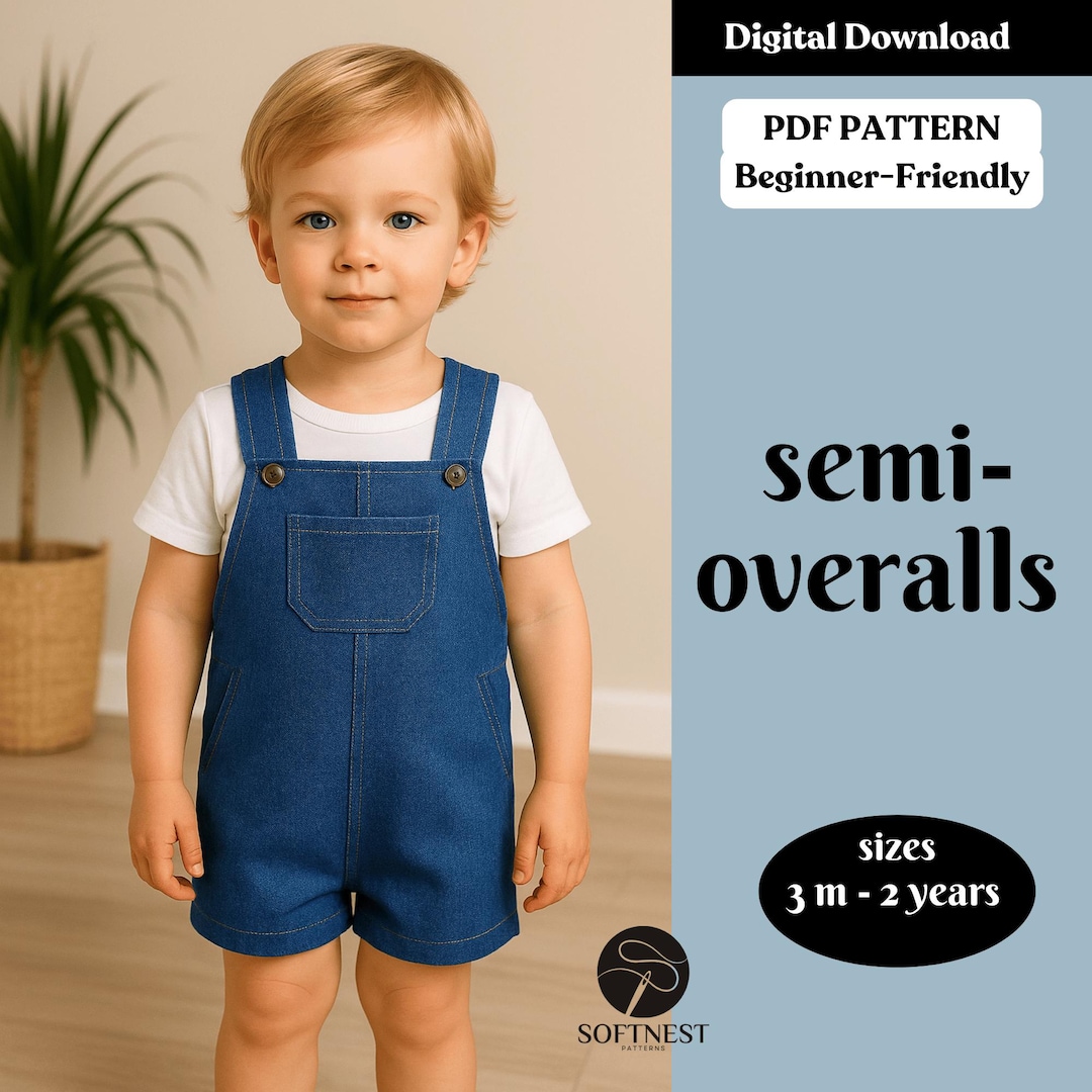Baby Overalls Sewing Pattern PDF: Infant & Toddler Romper (3M-2Y ...