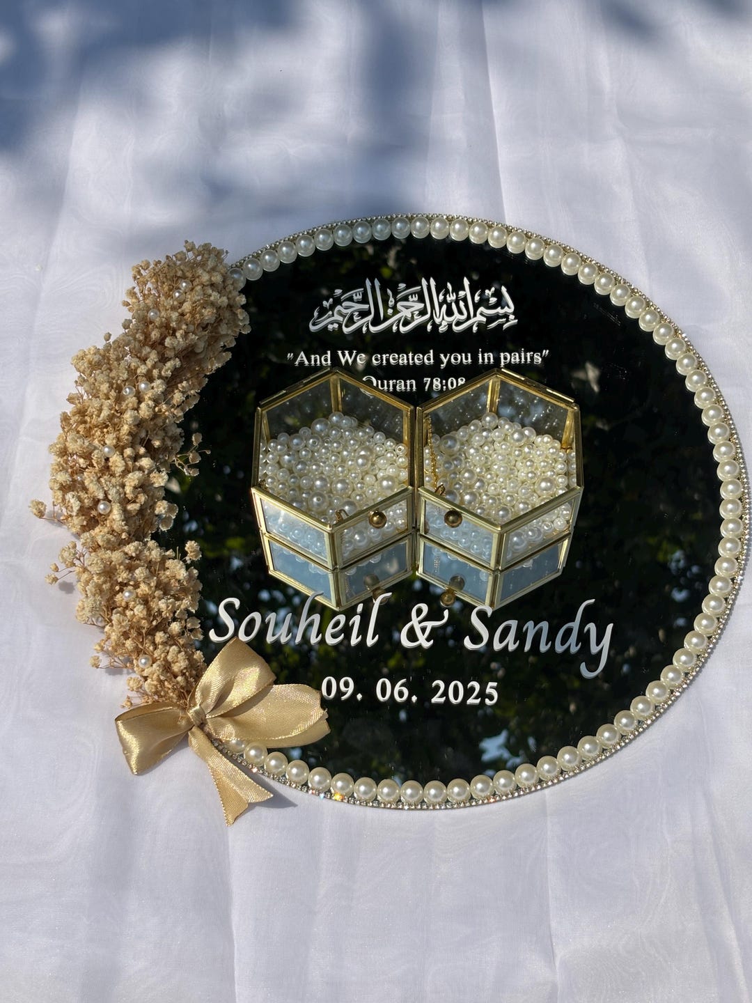 Bandeja para anillos Nikah personalizada: placa para anillos de ...