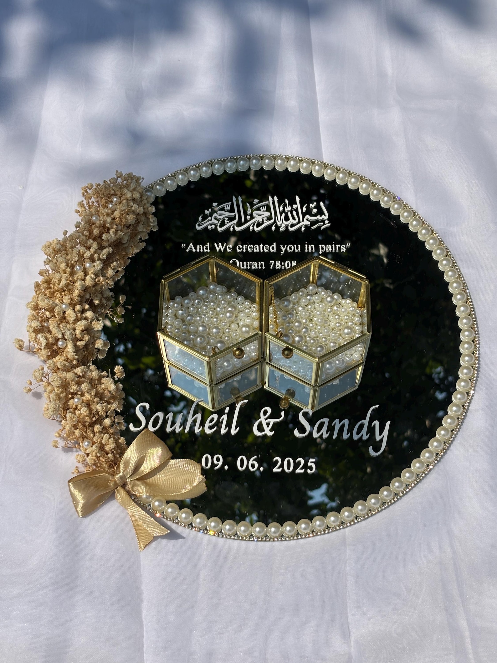 Bandeja para anillos Nikah personalizada: placa para anillos de ...