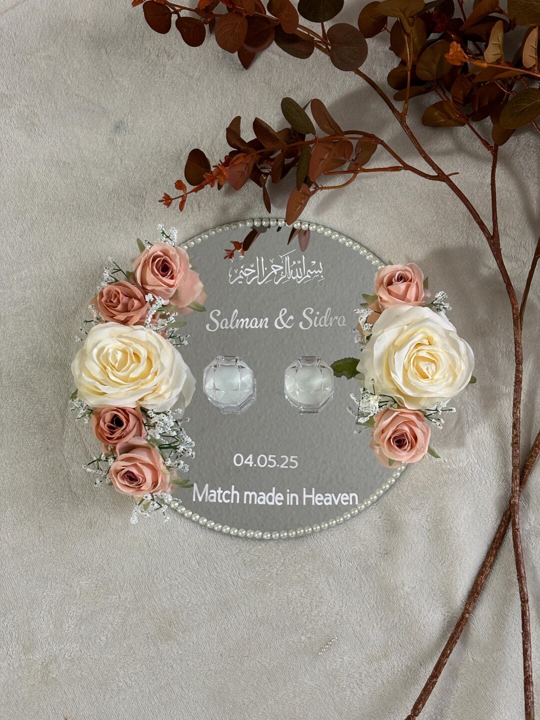 Customised Engagement Ring Plate/ Personalised Nikkah Plate/ Wedding ...