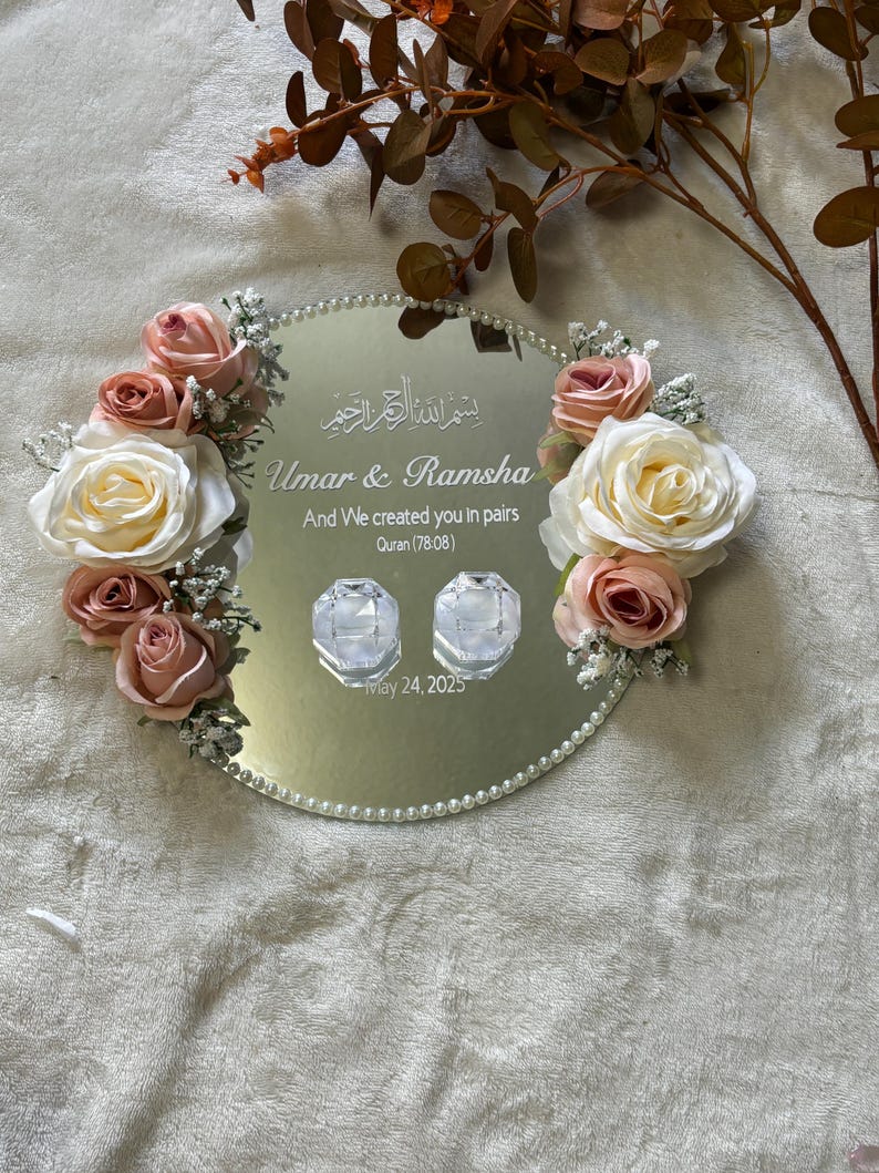 Customised Engagement Ring Plate/ Personalised Nikkah Plate/ Wedding ...