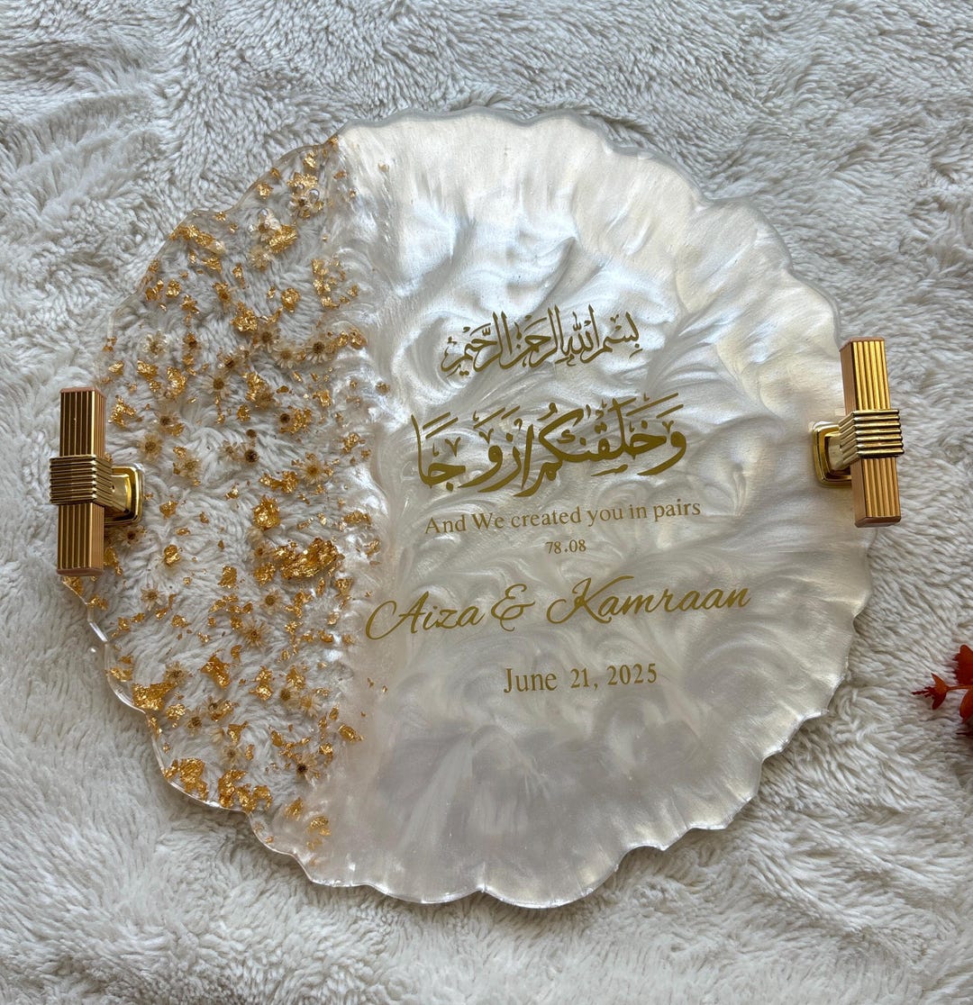 Customised Resin Engagement Ring Plate/ Nikkah Tray/ Wedding Ring Tray ...