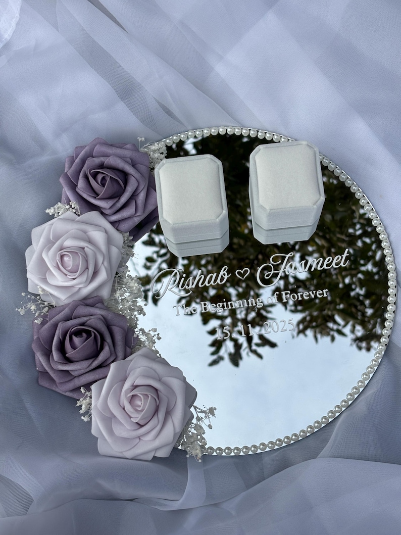 Personalized Engagement Ring Tray: With Velvet Ring Box, Pearl Accents ...
