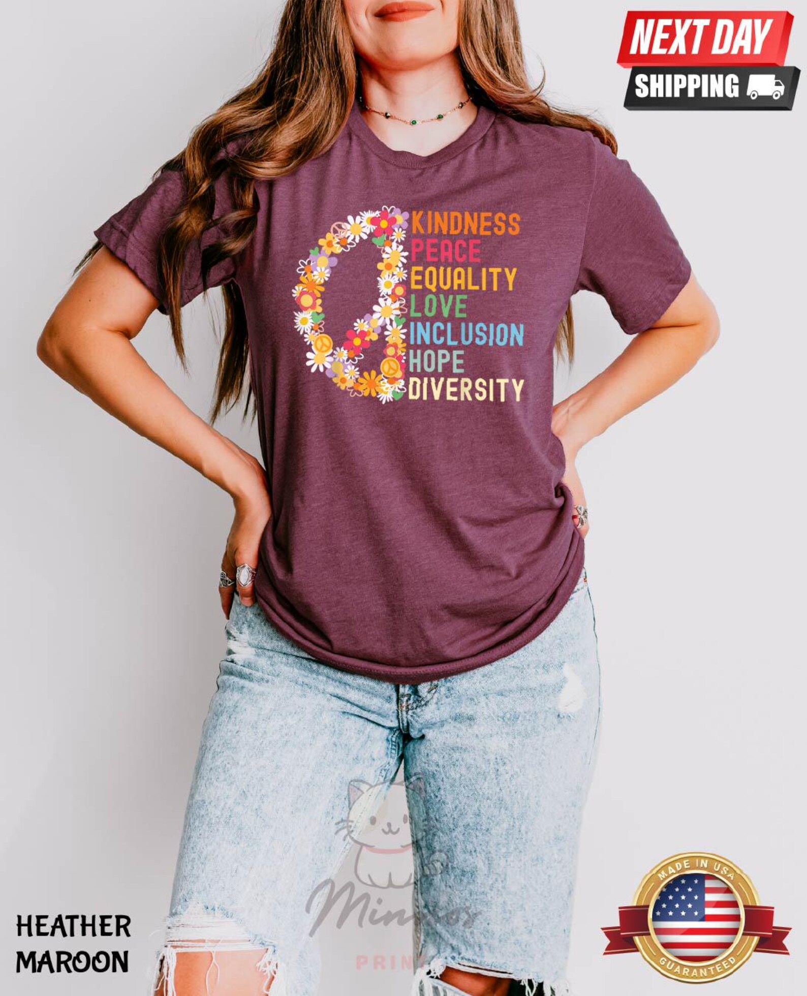 Kindness Peace Equality Shirt, Peace Flower Shirt, Inclusion Matter ...