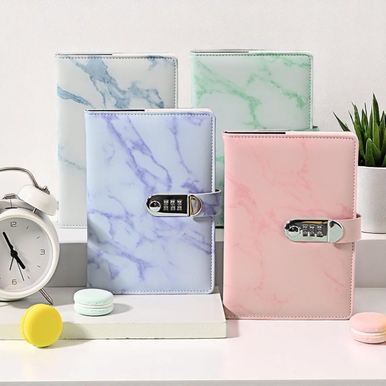 Marble Password Lock Journal – Secret Diary With Code Lock | Aesthetic ...