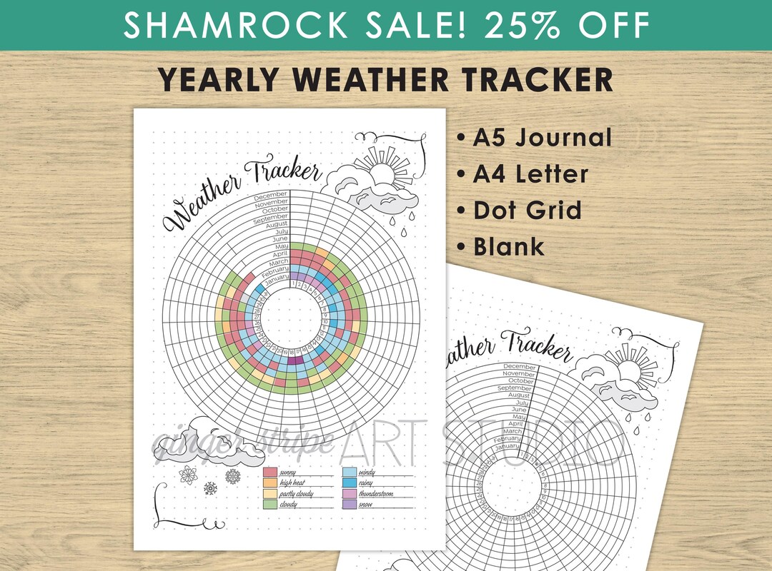 Yearly Weather Tracker - PRINTABLE or DIGITAL Journal Pages - Weather ...
