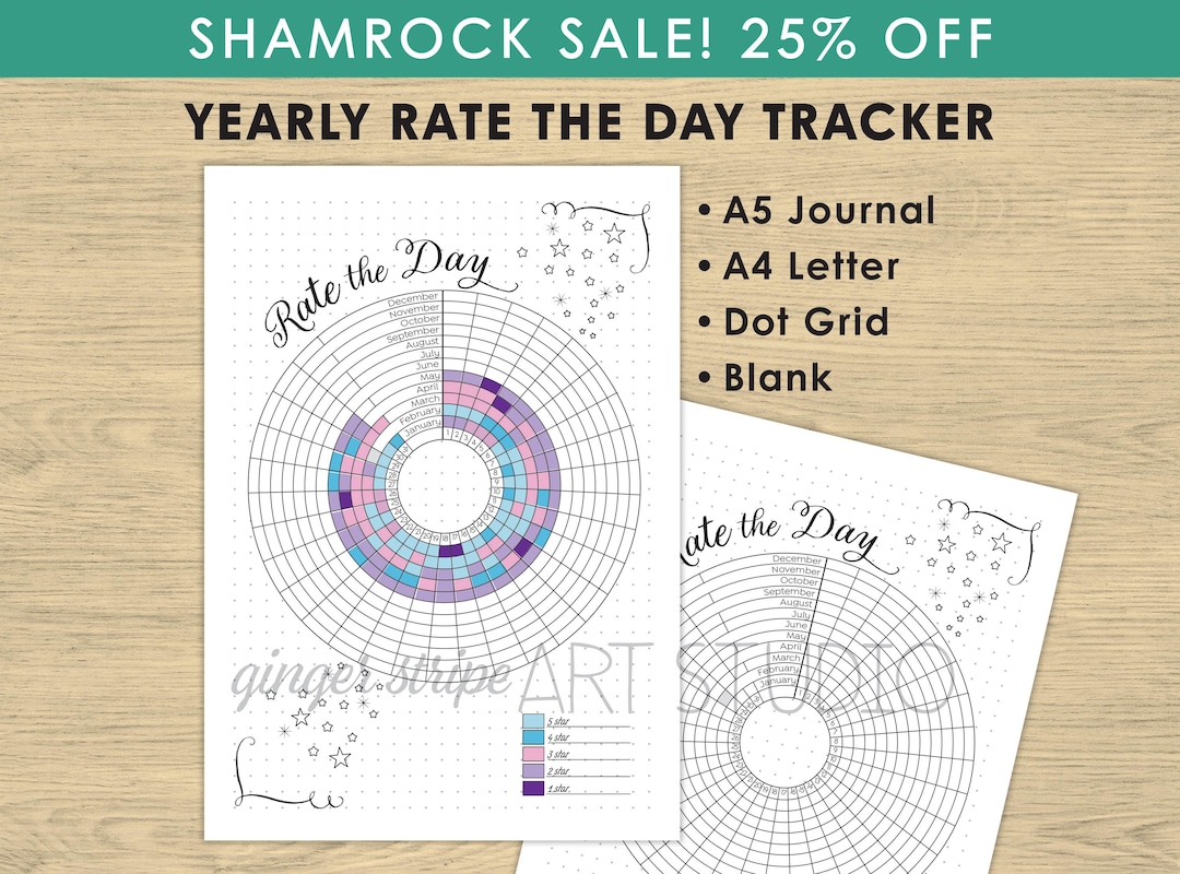 Yearly Rate the Day Tracker - PRINTABLE or DIGITAL Journal Pages - Day ...