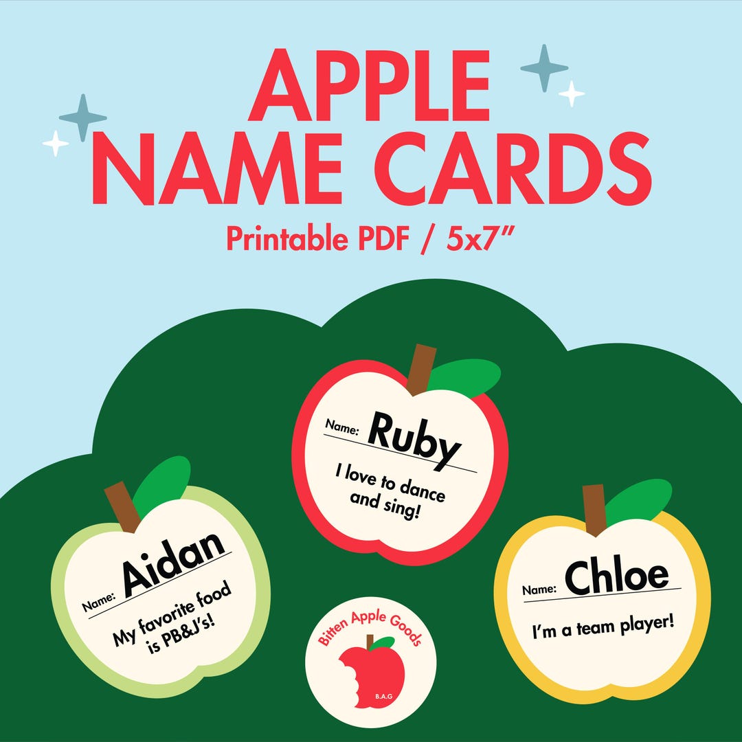Apple Name Cards - Etsy