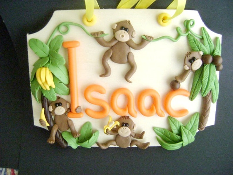 Custom Name Sign. Personalized Kids Name Sign Monkeys Kids Room Decor ...