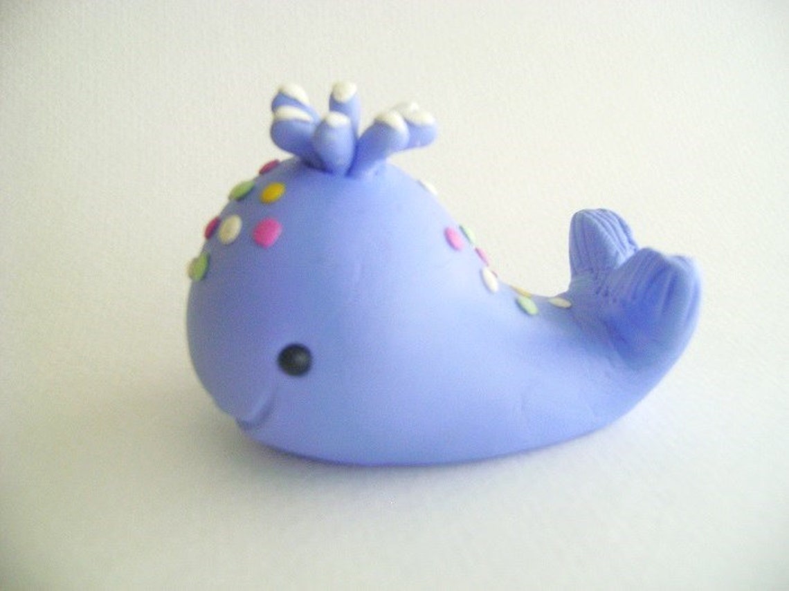 Blue Whale Cup Cake Topper Kids Birthday Cup Cake Design Handmade Clay ...