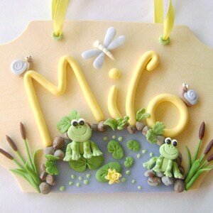 Kids Name Sign Personalized Kids Name Pond Frog Door Sign Dragonfly ...